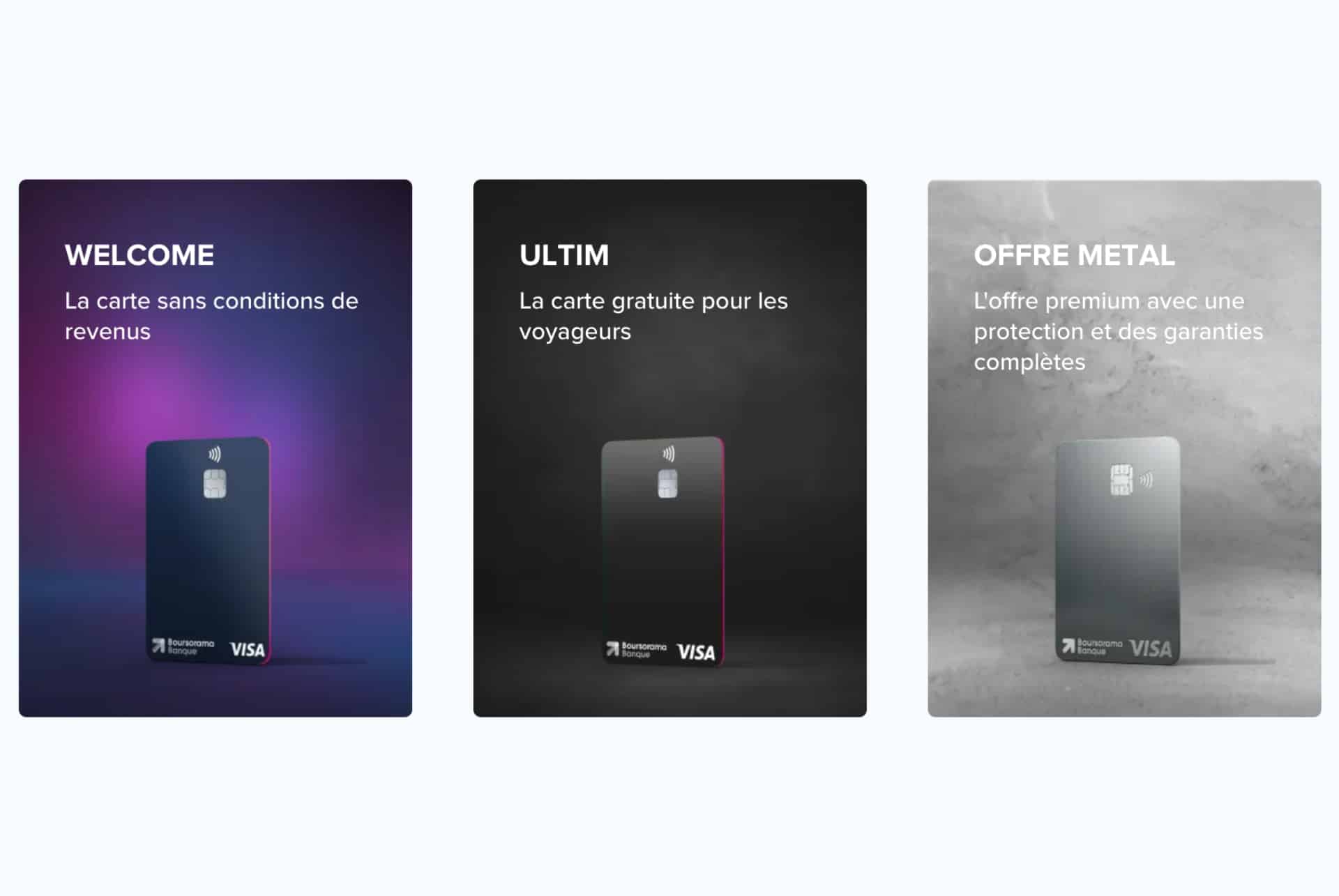 Comparatif des cartes Boursorama : détail complet des cartes